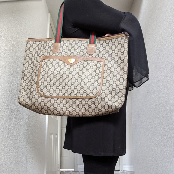 Gucci | Bags | Vintage Gucci Plus Tote Bag Light Brown Pvc | Poshmark